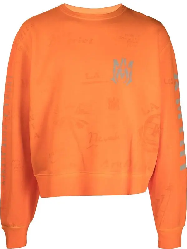 Amiri Logo Print Cotton Sweatshirt - Orange