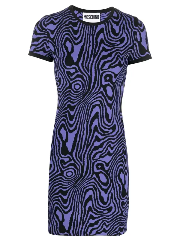 Moschino Swirl-pattern Knitted Minidress - Purple