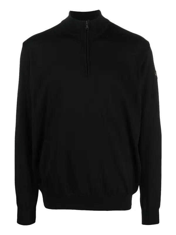 Paul & Shark Fine-knit Half-zip Jumper - Black