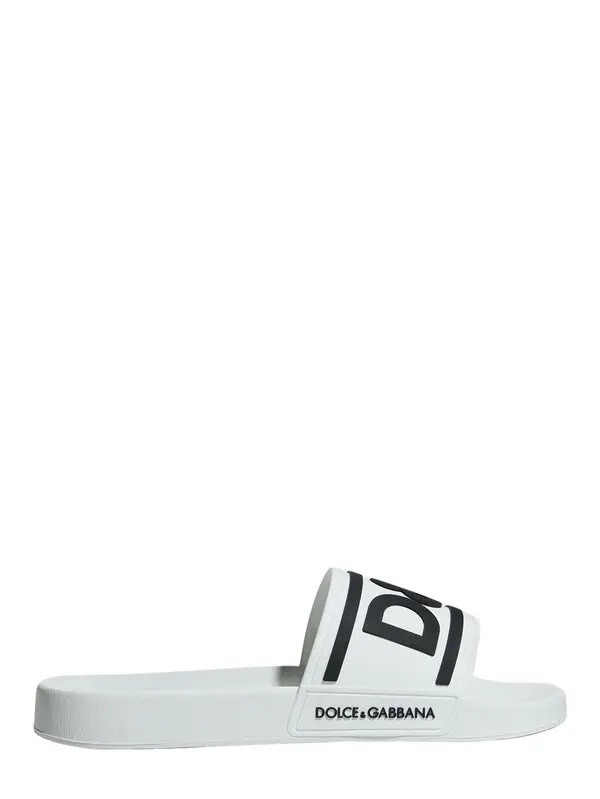 Dolce & Gabbana Logo Pool Slides - Whtblk