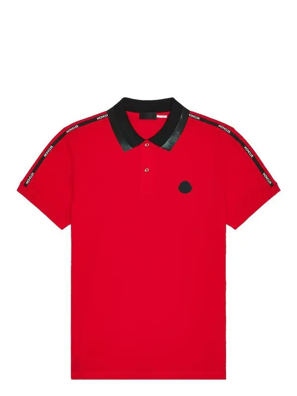 Moncler Matt Black Polo - Red