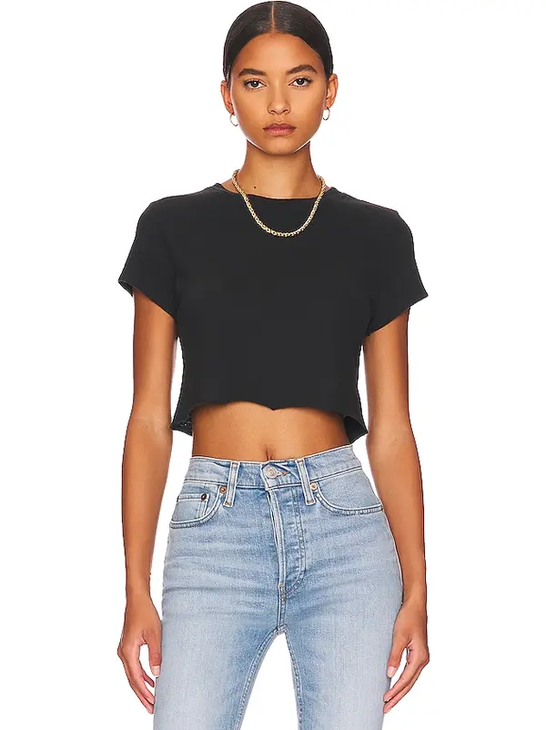 RE/DONE X Hanes Cropped Slim Tee - Black