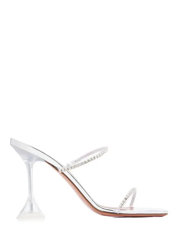 Amina Muaddi Gilda Crystal-embellished Pvc Mules - Clear