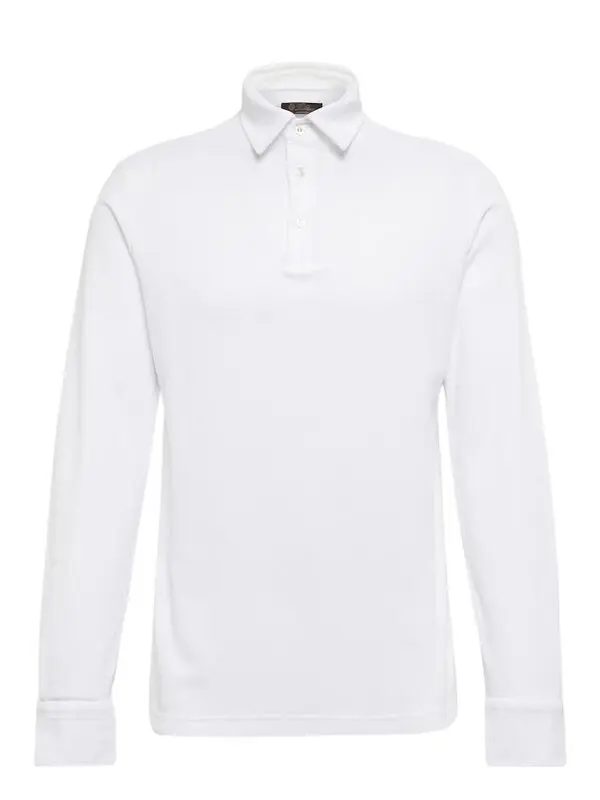 Loro Piana Cotton Long-sleeved Polo Sweater - White