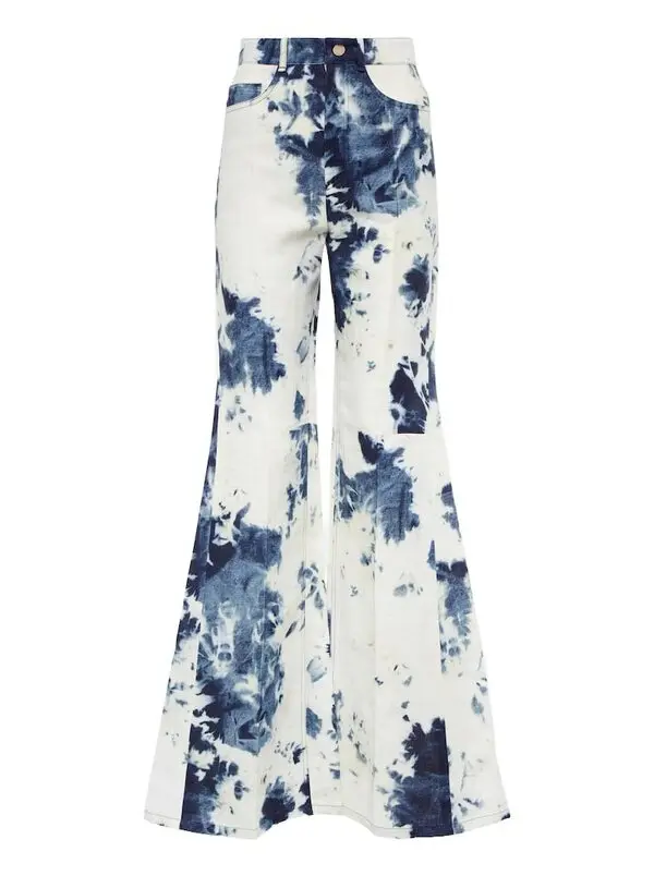 Chloé Tie-dye Flared Linen Pants - Multicoloured