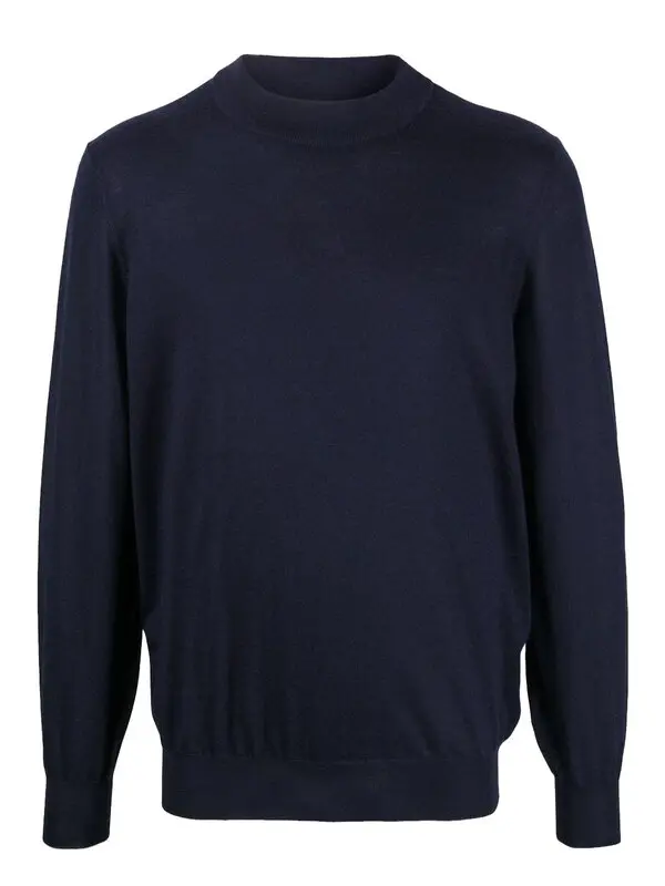 Brunello Cucinelli Mock-neck Ribbed-trim Jumper - Blue