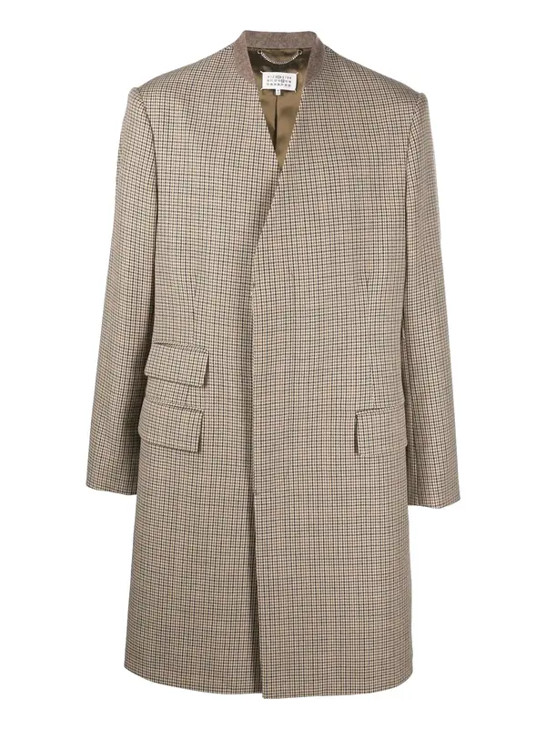 MAISON MARGIELA Houndstooth-pattern Single-breasted Coat - Neutrals