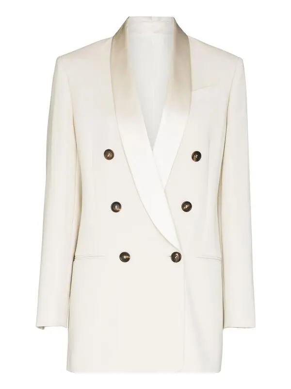 Brunello Cucinelli Double-breasted Shawl Collar Blazer - Neutrals