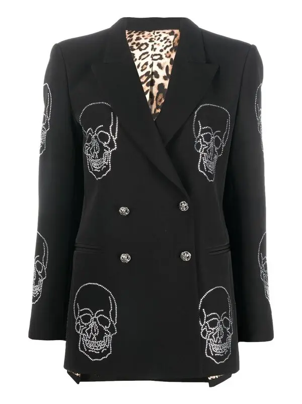 Philipp Plein Crystal-skull Embellished Blazer - Black