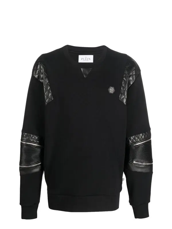 Philipp Plein Diamond-quilt Panelled Sweatshirt - Black