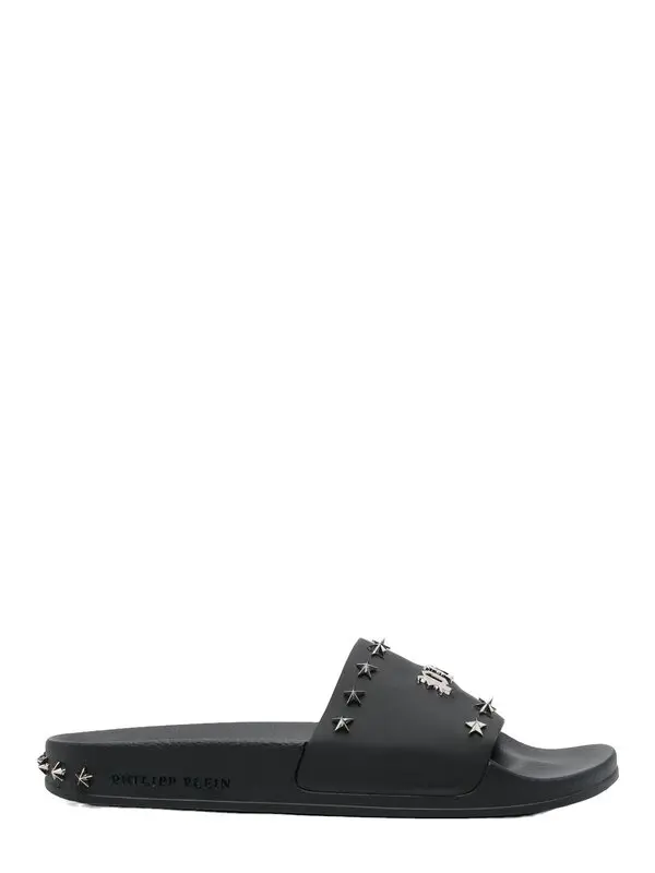 Philipp Plein Gothic Studded Slides - Black