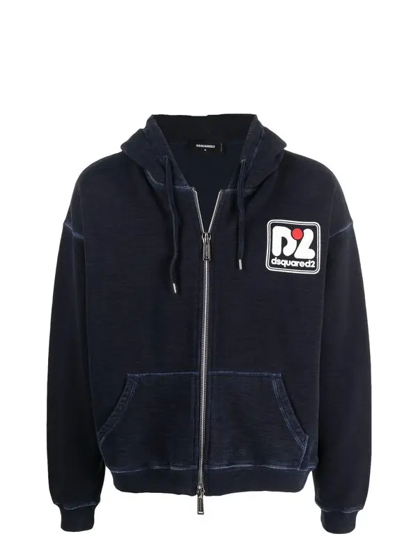 Dsquared2 Logo-print Zip-up Hoodie - Blue