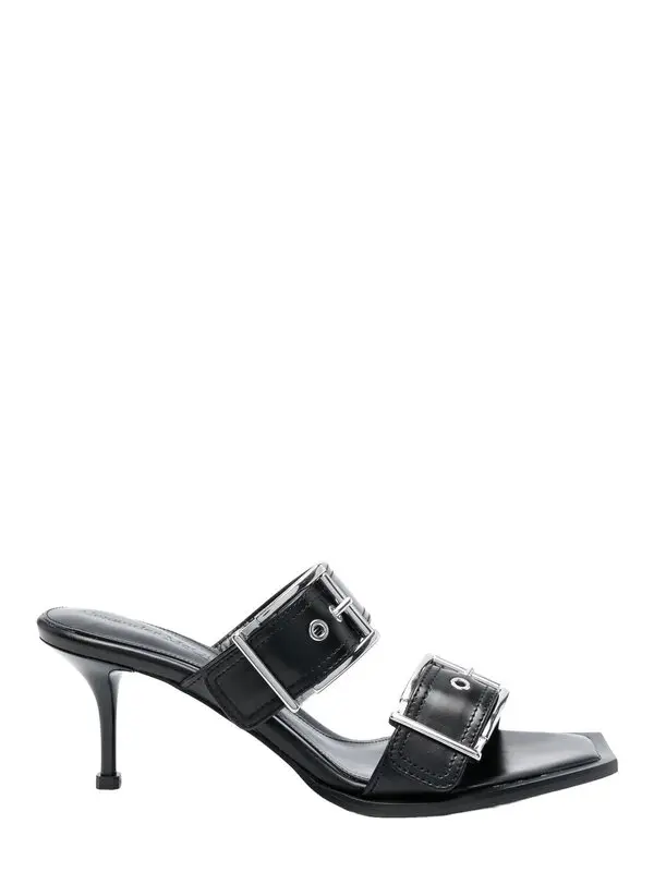 Alexander McQueen 75mm Leather Buckled Sandals - Black