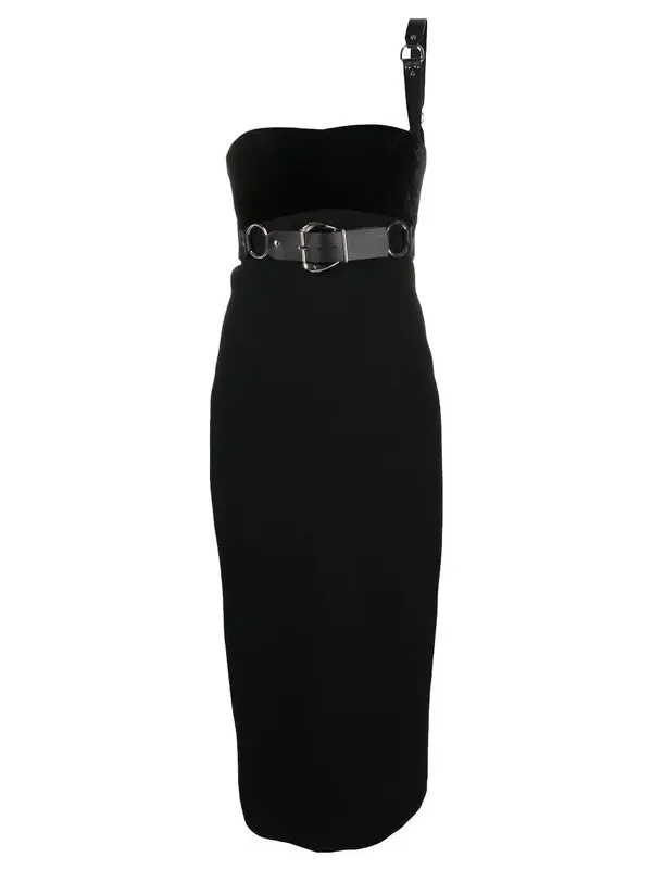 Roberto Cavalli Buckle-detail Midi Dress - Black