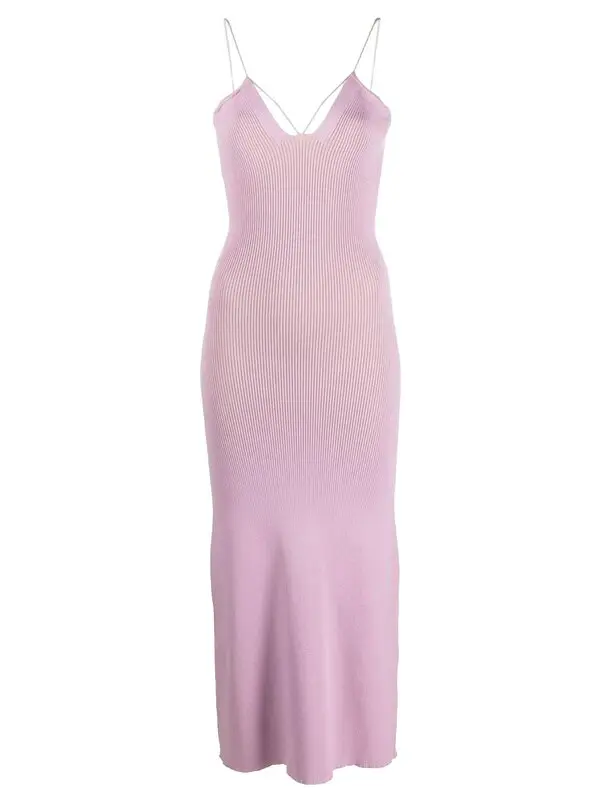 AERON Spaghetti Strap Knitted Midi Dress - Purple