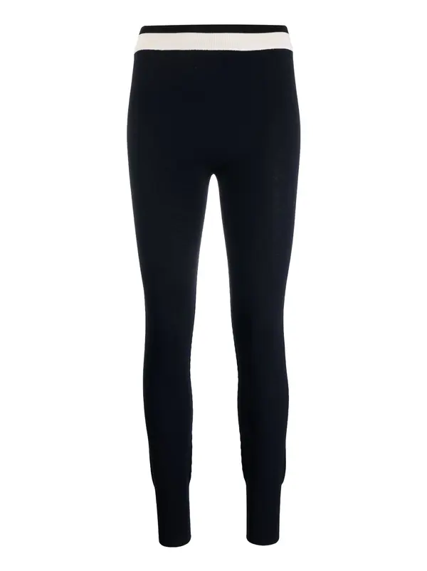 JIL SANDER Contrast-stripe Knitted Leggings - Blue