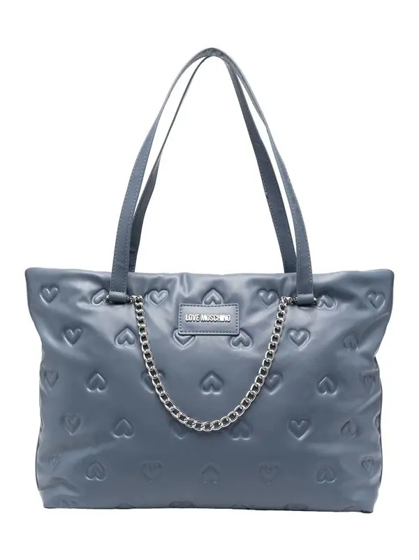 Moschino Chain-detail Logo-lettering Tote Bag - Blue