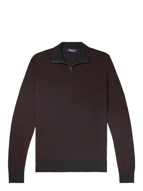 Loro Piana Roadster Slim-fit Striped Cashmere Half-zip Sweater - Brown