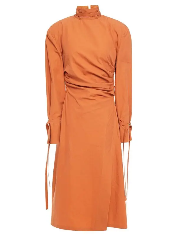 Acne Studios Gathered Cotton Midi Dress - Orange