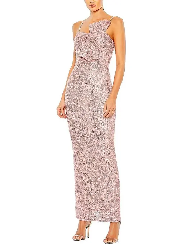 Mac Duggal Ieena Sequined Twist Front Gown - Rose Pink