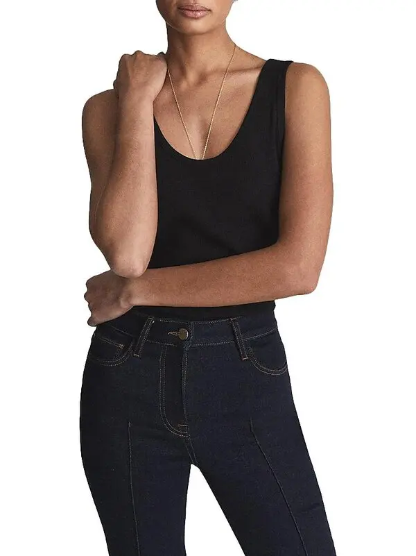 REISS Violet Ribbed Tank - Black