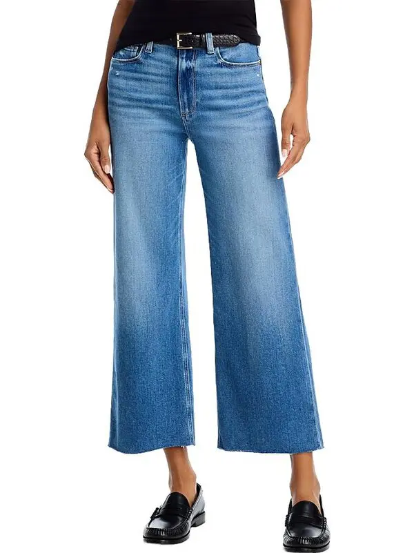 Paige Anessa High-rise Wide Leg Ankle Jeans - Rock Show Distressed