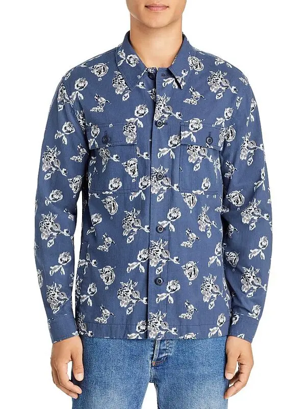 Vince Ikat Floral Long Sleeve Shirt - Hematite