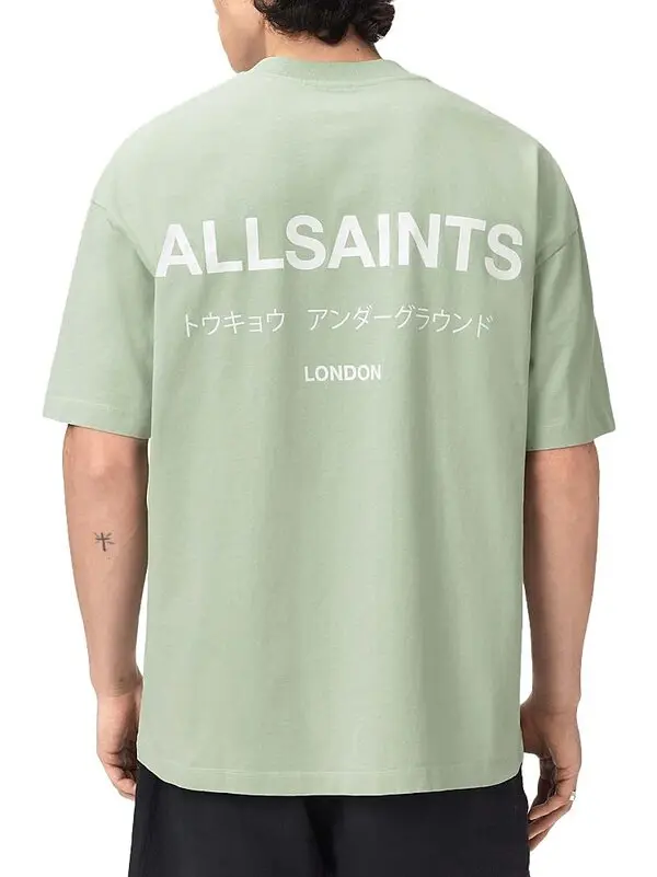 ALLSAINTS Underground Organic Cotton Logo Graphic Tee - Celadon Green