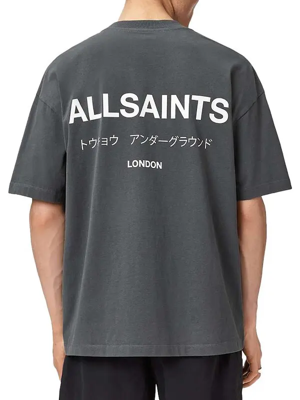 ALLSAINTS Underground Organic Cotton Logo Graphic Tee - Dark Steel