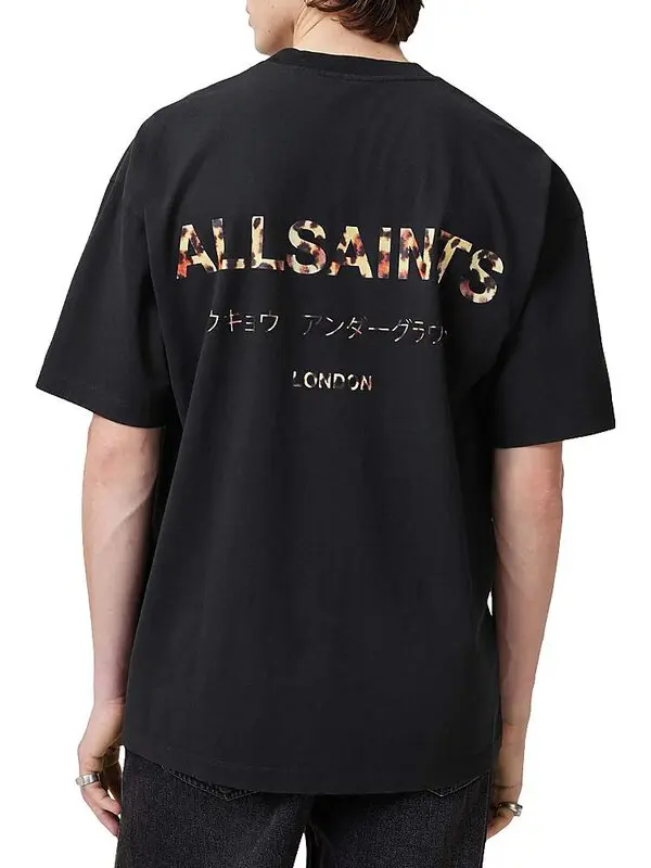 ALLSAINTS Underground Organic Cotton Logo Graphic Tee - Jet Black/leopard
