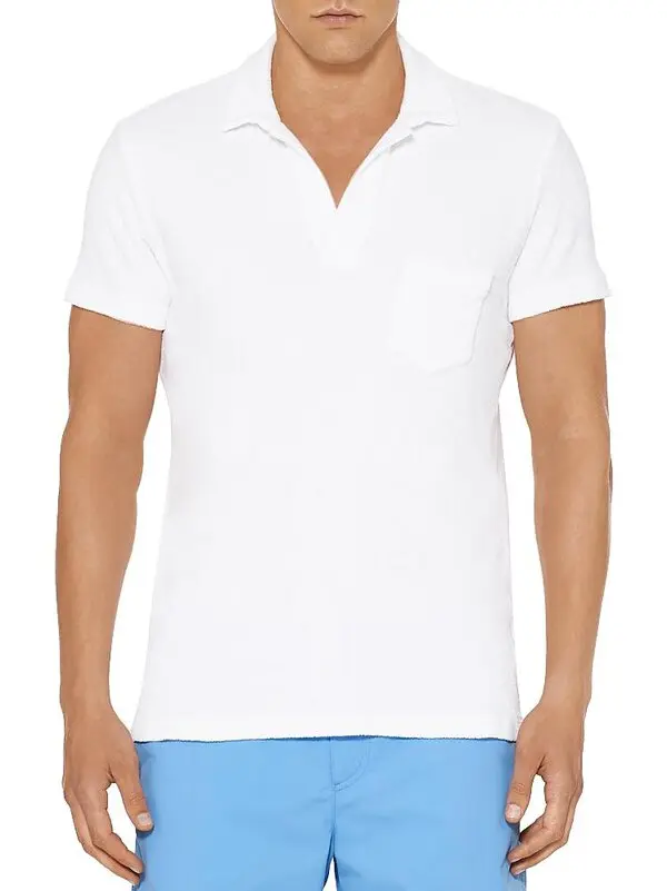 Orlebar Brown Cotton Terry Solid Tailored Fit Polo Shirt - White