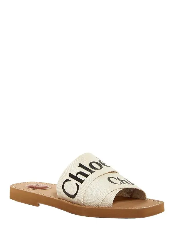 Chloé Woody Logo Slide Sandals - White