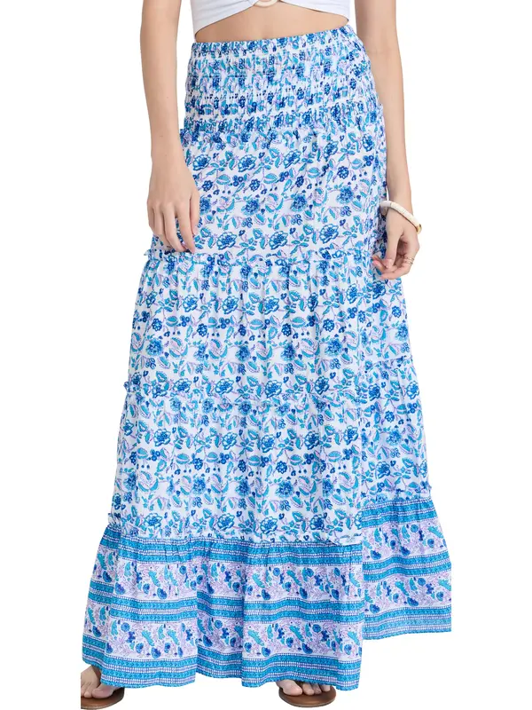 Playa Lucila Printed Ruffle Skirt - Blue Multi