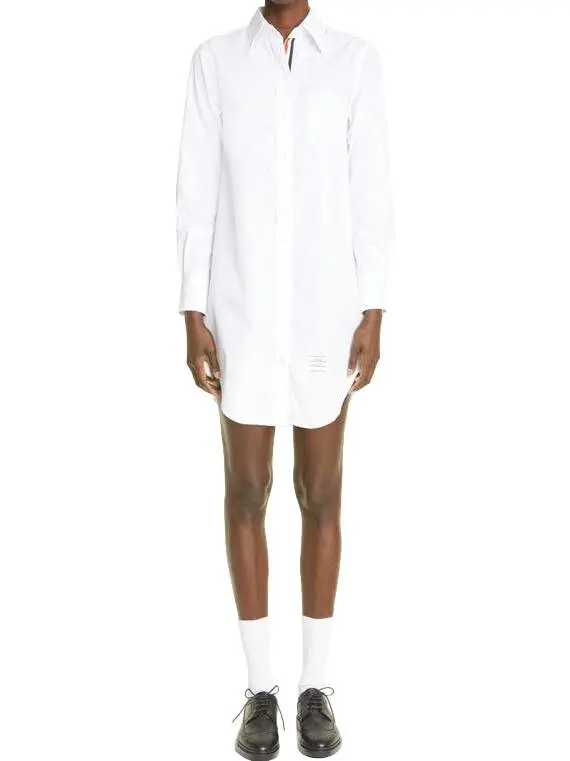 Thom Browne Long-sleeve Oxford Shirtdress - White