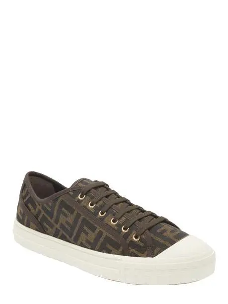 Fendi Ff Domino Low Top Sneakers - Brown/ Black