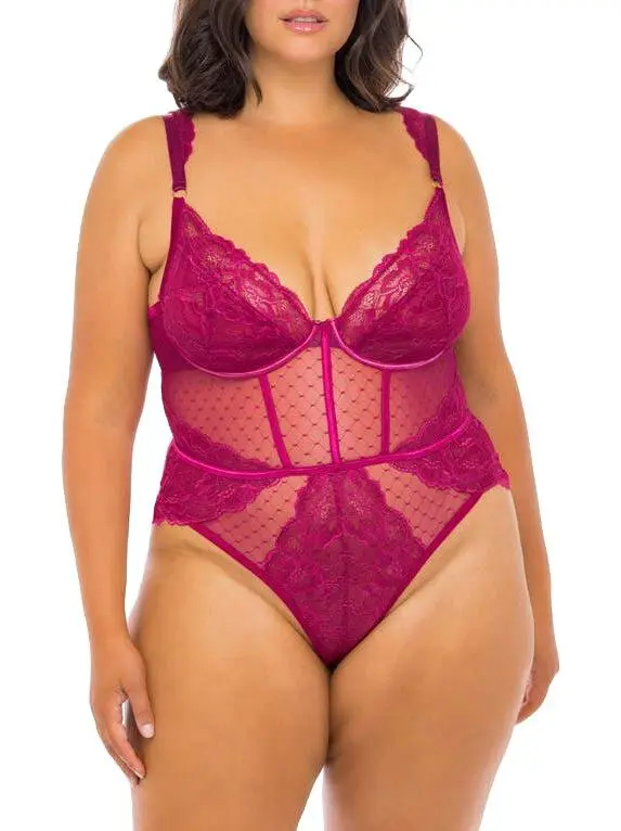 OH LA LA CHERI Underwire Lace Teddy - Cherries Jubilee