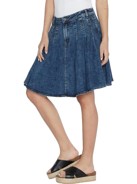 WASH LAB DENIM Pleated Skater Skirt - Joey Blue