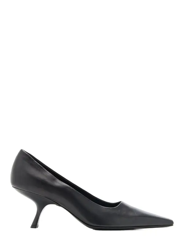 THE ROW Leather Kitten Pumps - Black