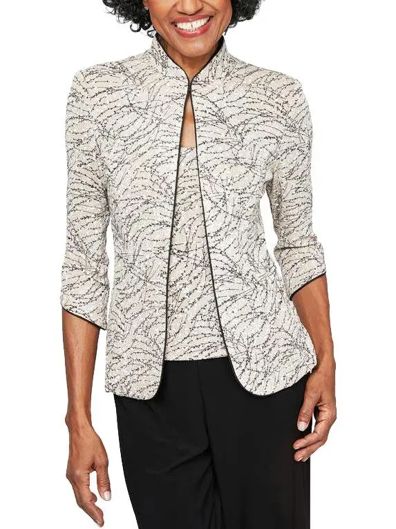Alex Evenings Foiled Print Twinset - Beige