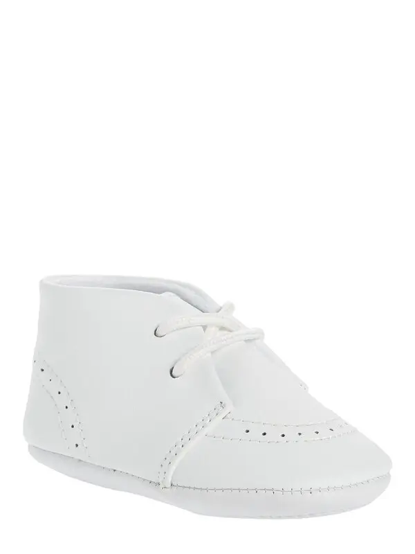 L'AMOUR Benny Brogue Oxford Crib Shoe - White