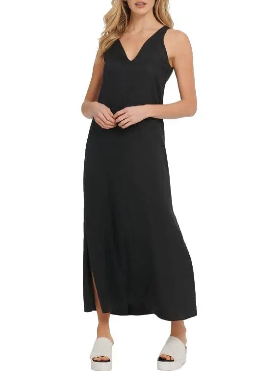 Dkny Sleeveless Linen Maxi Dress - Black