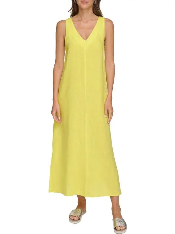 Dkny Sleeveless Linen Maxi Dress - Limonata