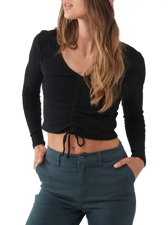 O'Neill Leanne Long Sleeve Crop Top - Black