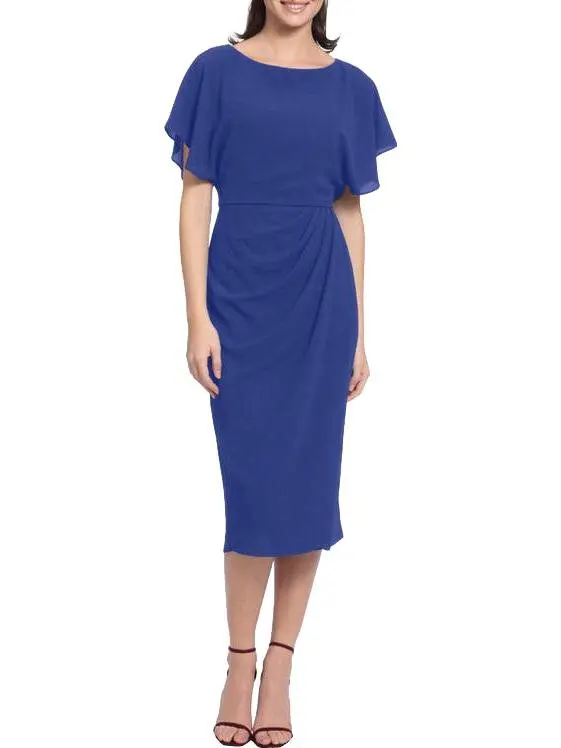 Maggy London Flutter Sleeve Midi Dress - Sodalite Blue