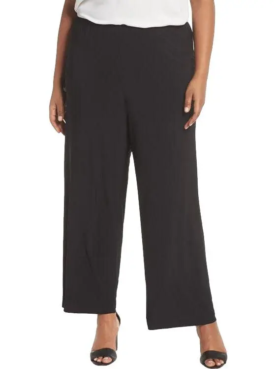 Alex Evenings Matte Jersey Straight Leg Pants - Black