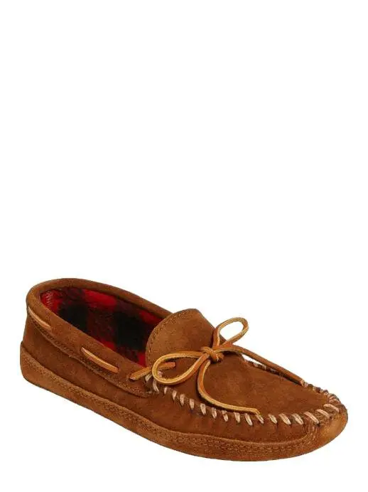 Minnetonka Fleece Lined Slipper - Brown Suede