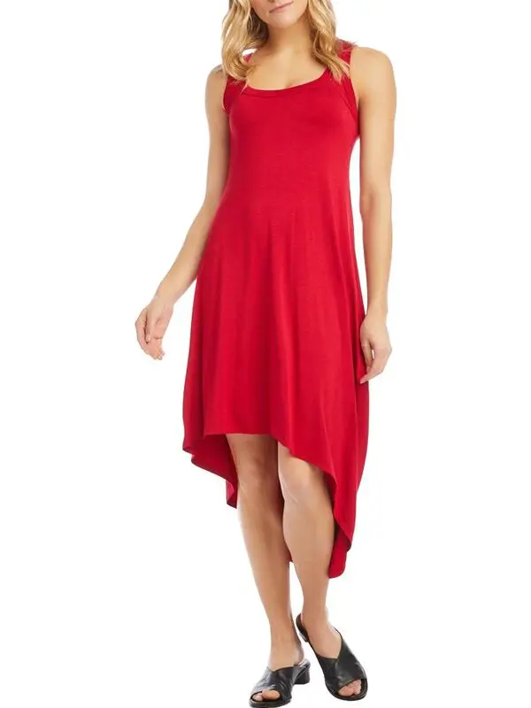 Karen Kane Sleeveless Asymmetrical Hem Dress - Red