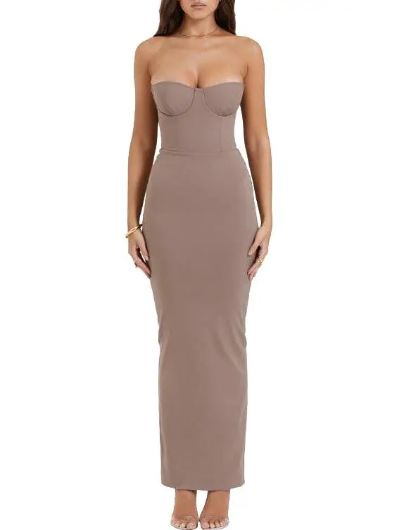 House Of Cb Lucia Strapless Maxi Dress - Mocha
