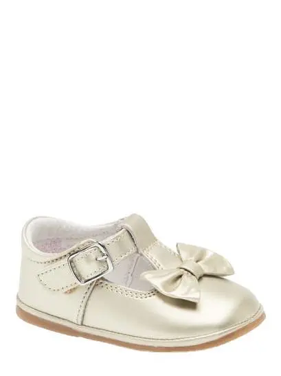 L'AMOUR Minnie Bow T-strap Shoes - Gold