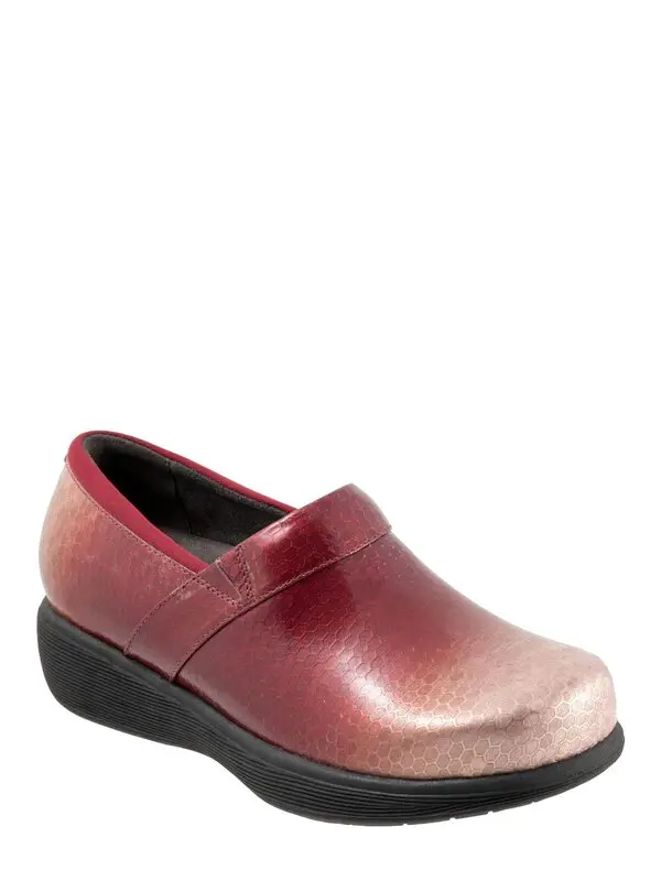 Softwalk Meredith Clog - Red Embossed Patent
